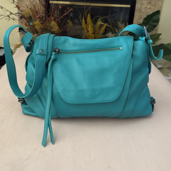 Kooba | Bags | Nwot Kooba Teal Earth Leather Large Crossbody Satchel ...